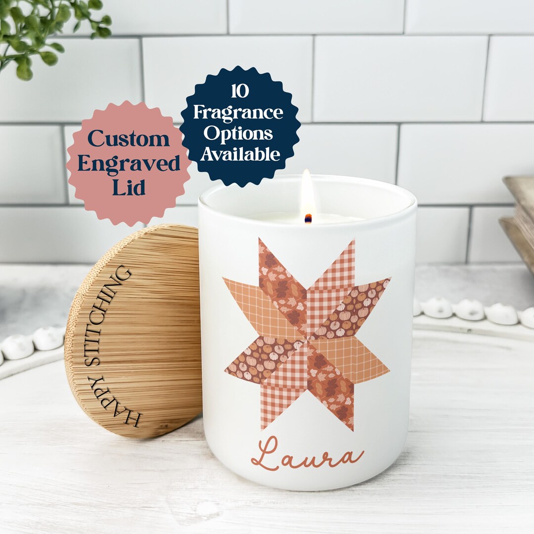 Fall Star Quilt Block Candle, Quilt Guild Gift, Quilt Retreat Gift ...