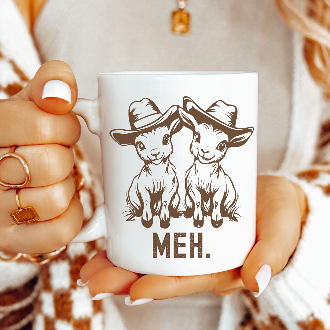 Meh Baby Goat Coffee Mug, Meme Mug, Goat Lover Gift, Western Mug ...
