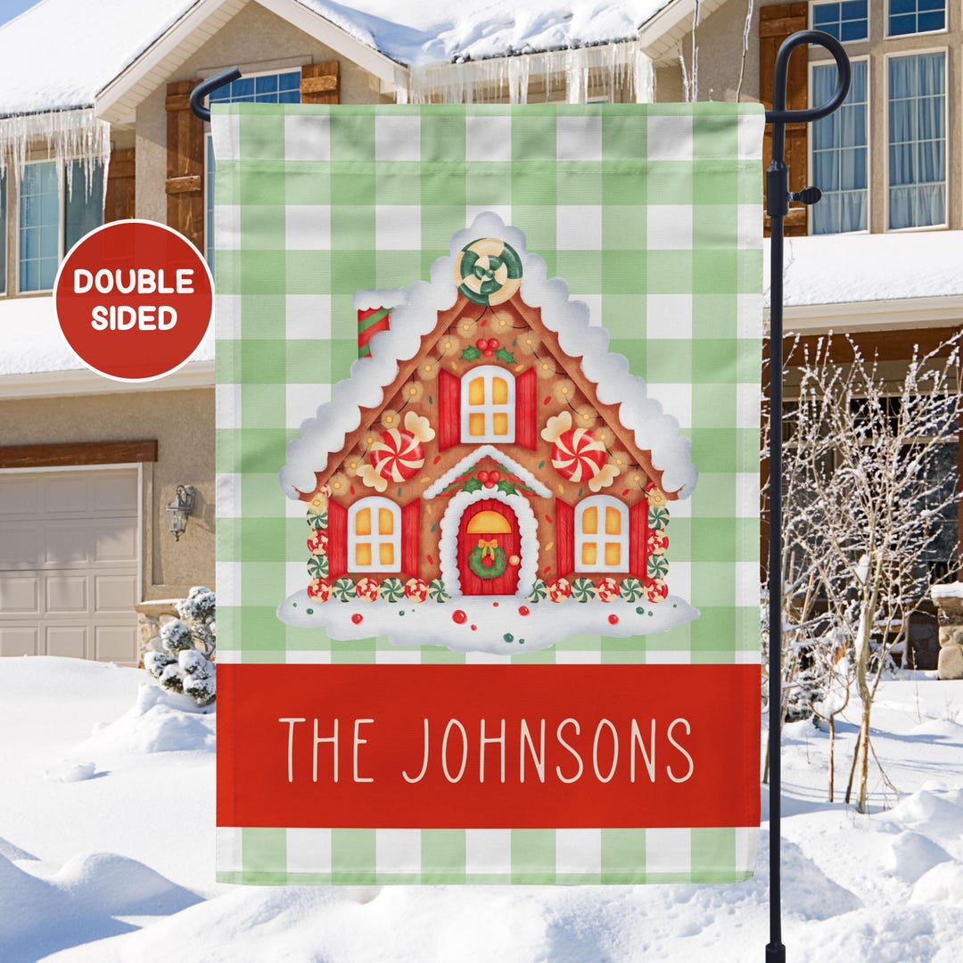Personalized Christmas Gingerbread Winter Garden Flag, Gingerbread ...