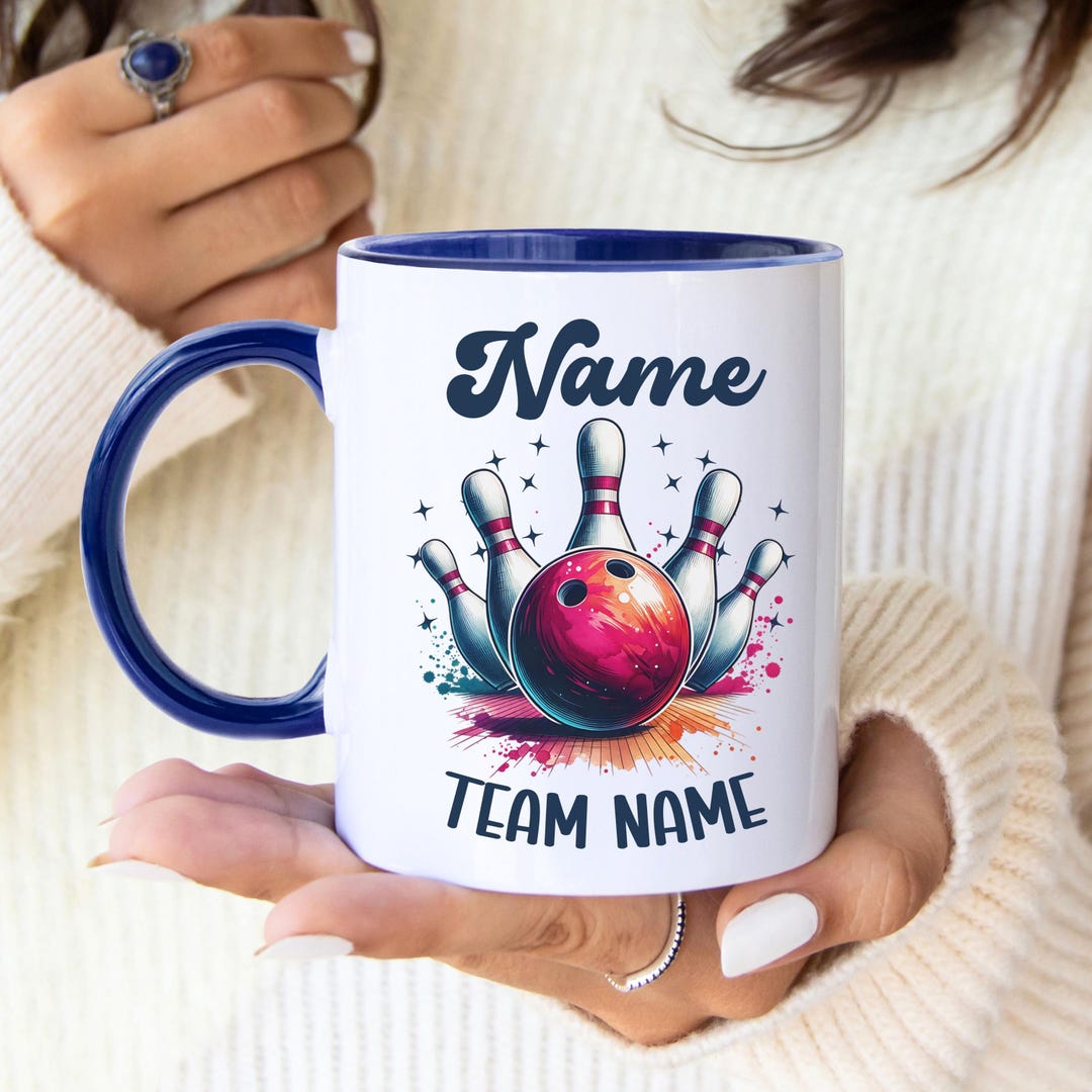 Personalized Bowling Team Mug, Custom Name Bowling League Coffee Cup ...