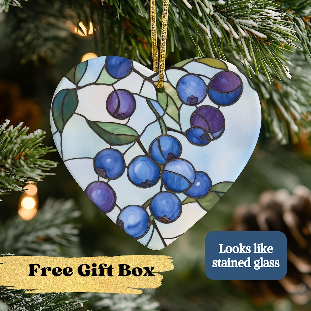 Blueberry Ornament With Stained Glass Effect, Blueberry Christmas ...
