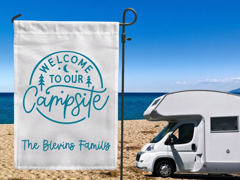 Welcome to Our Campsite Personalized Garden Flag Custom - Etsy
