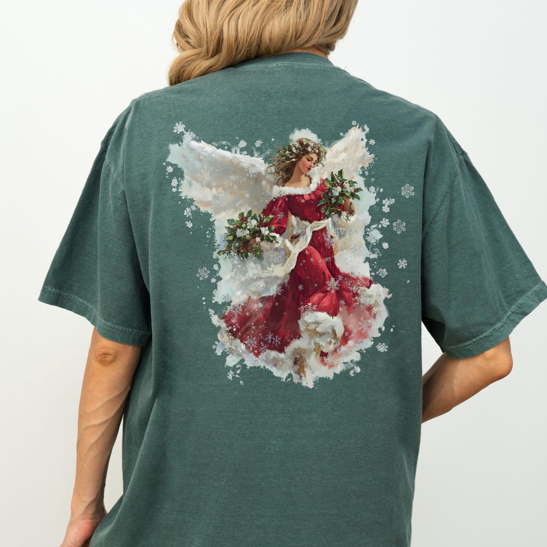 Vintage Christmas Angel Comfort Colors Shirt, Holiday Angel Tee, Retro ...