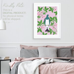 New Zealand Bird Wall Art | Native Kereru Wood Pigeon | Printable ...