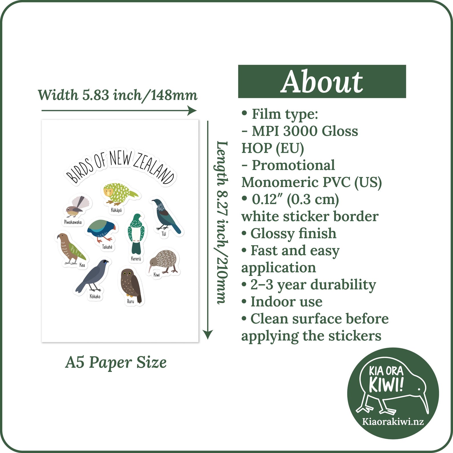 Birds of New Zealand Sticker Sheet | Cute New Zealand Birds | Cute Bird ...