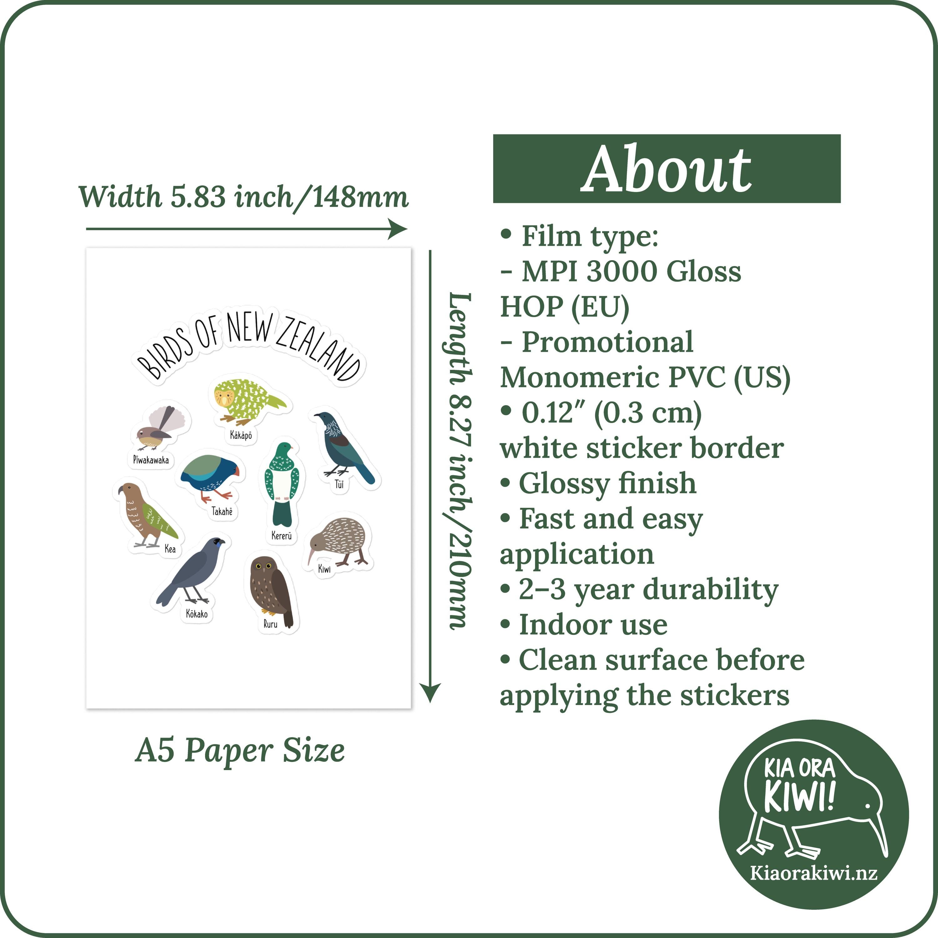 Birds of New Zealand Sticker Sheet | Cute New Zealand Birds | Cute Bird ...