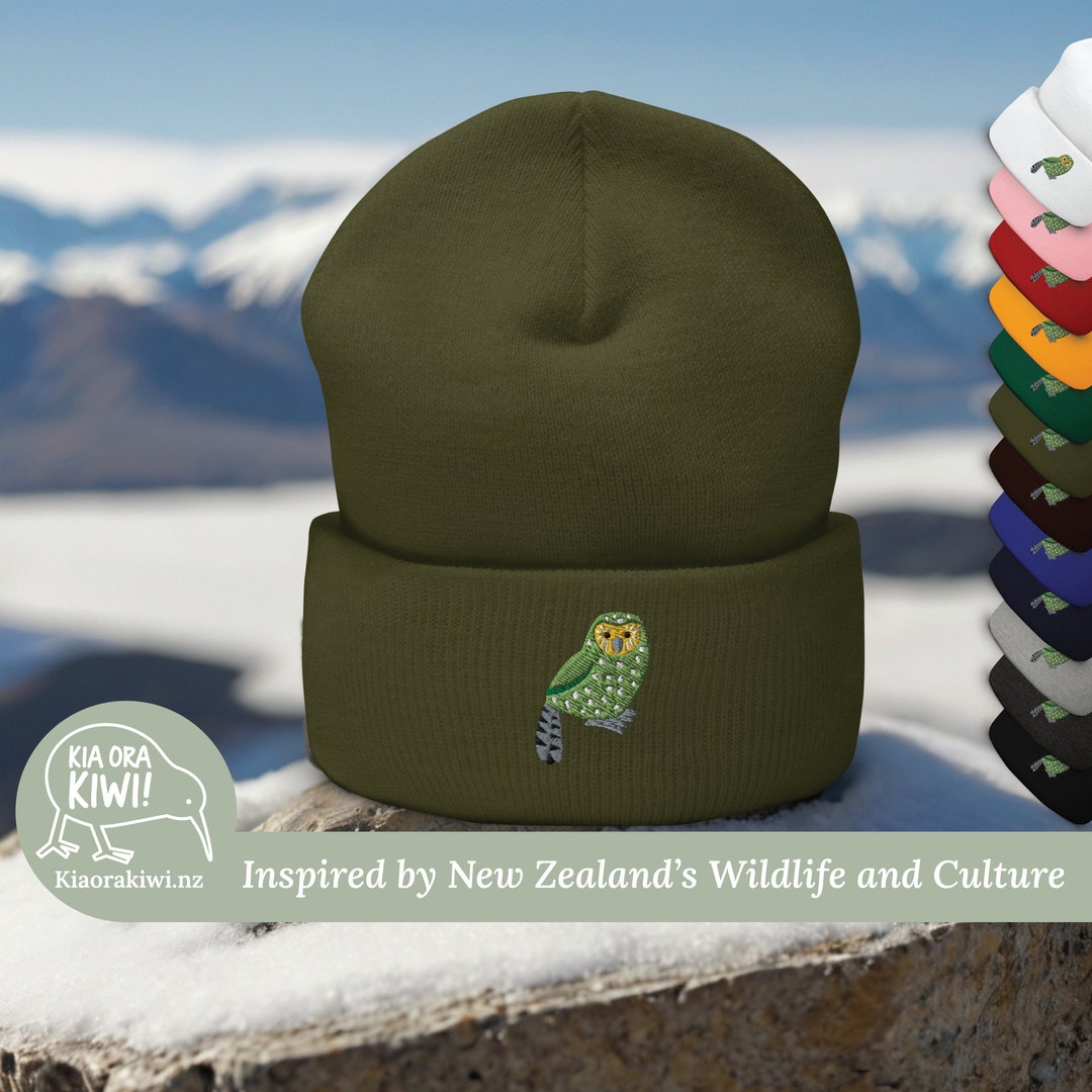 Kakapo Cuffed Beanie New Zealand Native Bird Beanie New Zealand Kakapo ...