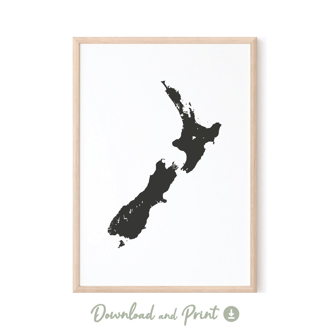 New Zealand Map PRINTABLE Wall Art DIGITAL DOWNLOAD Minimalist New ...