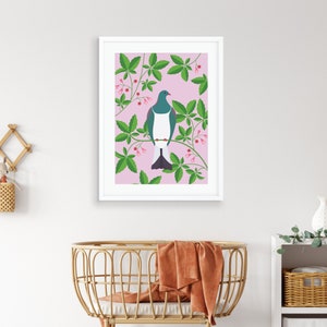 New Zealand Bird Wall Art | Native Kereru Wood Pigeon | Printable ...