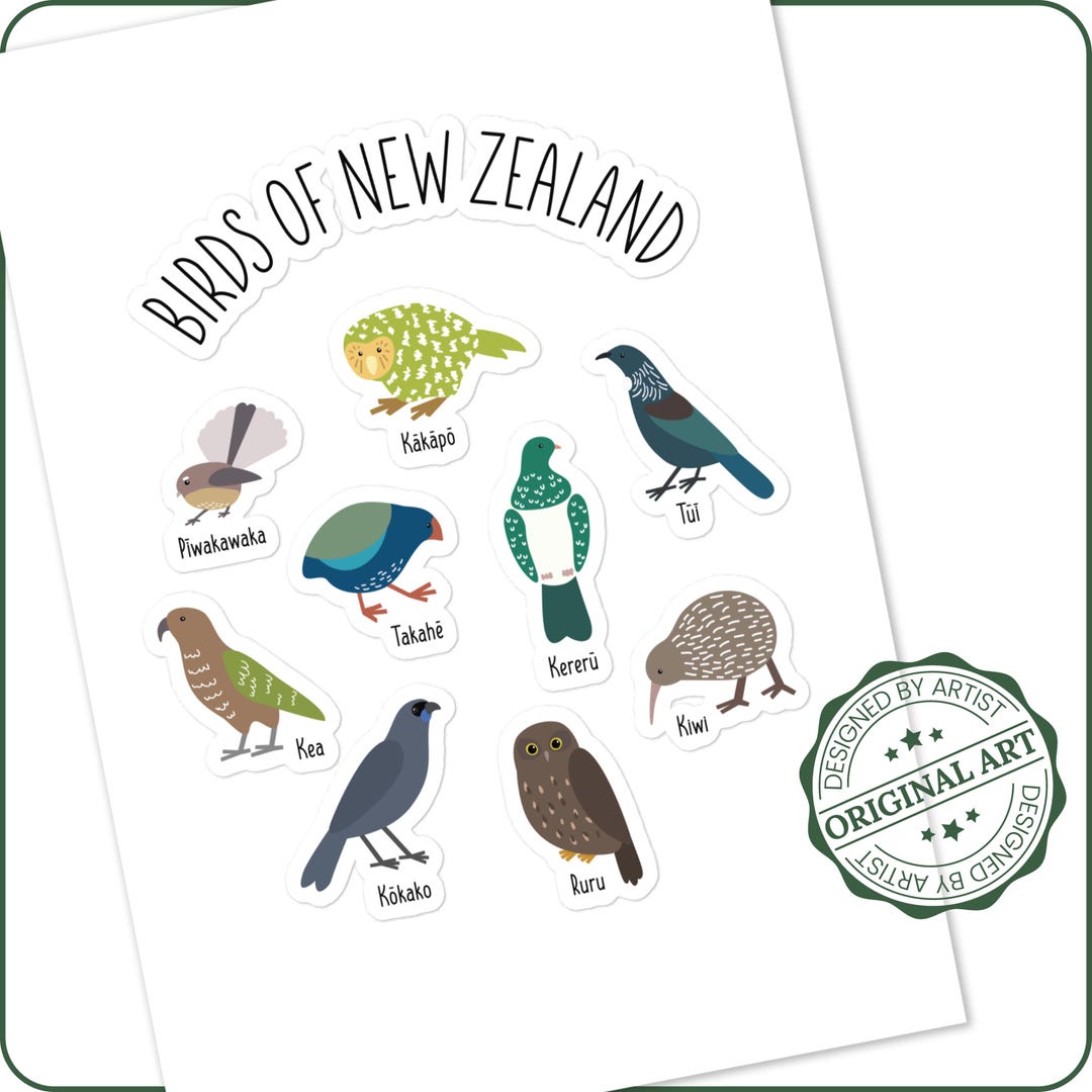 Birds of New Zealand Sticker Sheet | Cute New Zealand Birds | Cute Bird ...