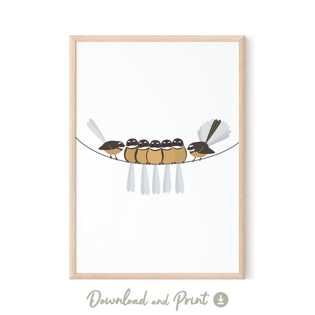 Fantail Art | Huddled Fantails | PRINTABLE Wall Art | DIGITAL DOWNLOAD ...