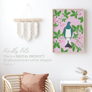 New Zealand Bird Wall Art | Native Kereru Wood Pigeon | Printable ...