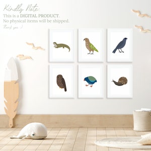 NZ Birds Art Print, Kiwi, Te Reo Maori, New Zealand Gift (digital ...