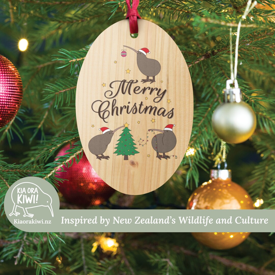 Merry Christmas Kiwi Christmas Decoration | Wooden Ornament | New ...