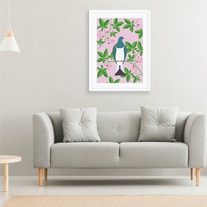New Zealand Bird Wall Art | Native Kereru Wood Pigeon | Printable ...