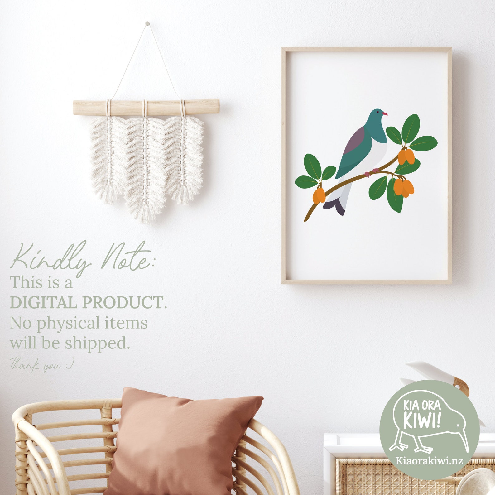 Kereru in Karaka | PRINTABLE Wall Art | DIGITAL DOWNLOAD | Pigeon Art ...