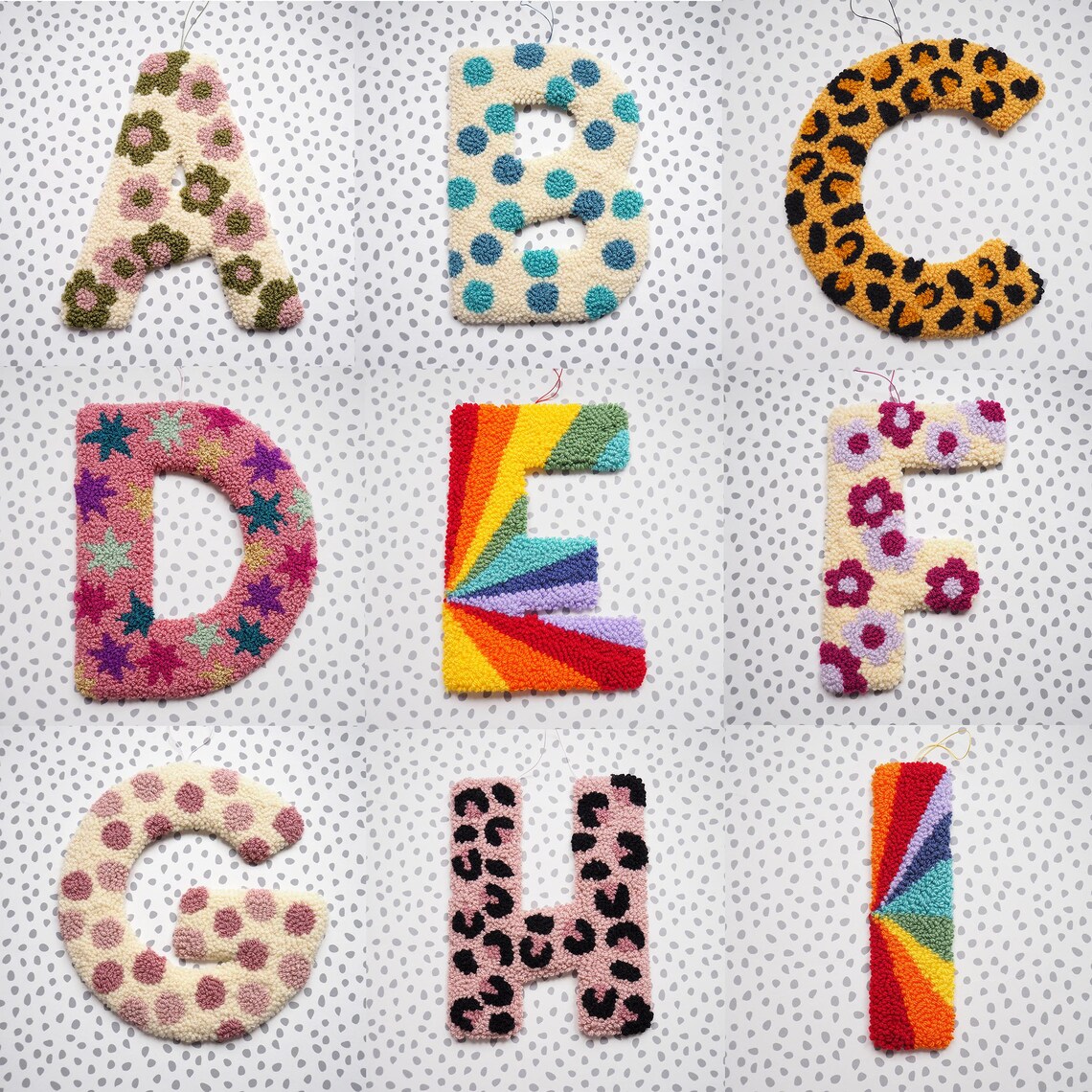 Neon Custom Letter Polka Dot Wall Hanging - Etsy