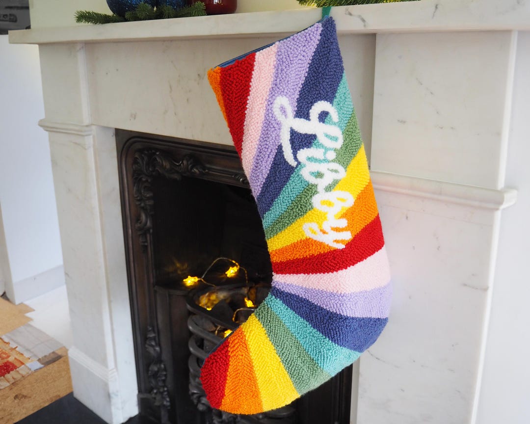 Custom Rainbow Stripe Christmas Stocking - Etsy