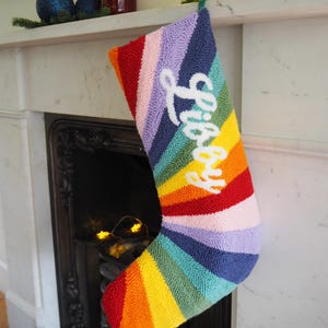 Custom Rainbow Stripe Christmas Stocking - Etsy