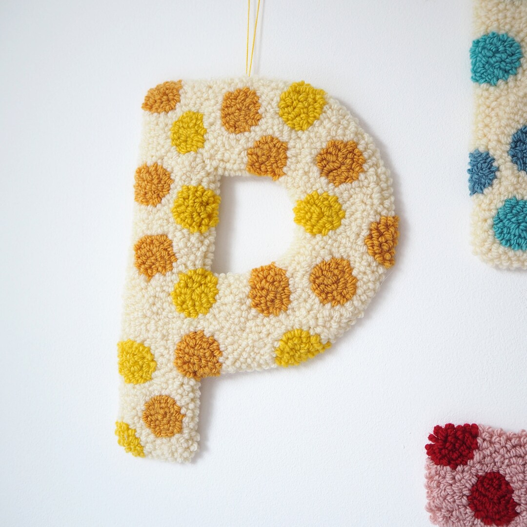 Yellow Custom Letter Polka Dot Wall Hanging - Etsy