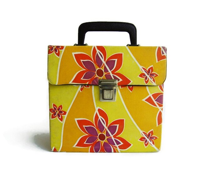 Vintage Vinyl Record Storage Case for Singles 7, Mod Floral Print, Made ...