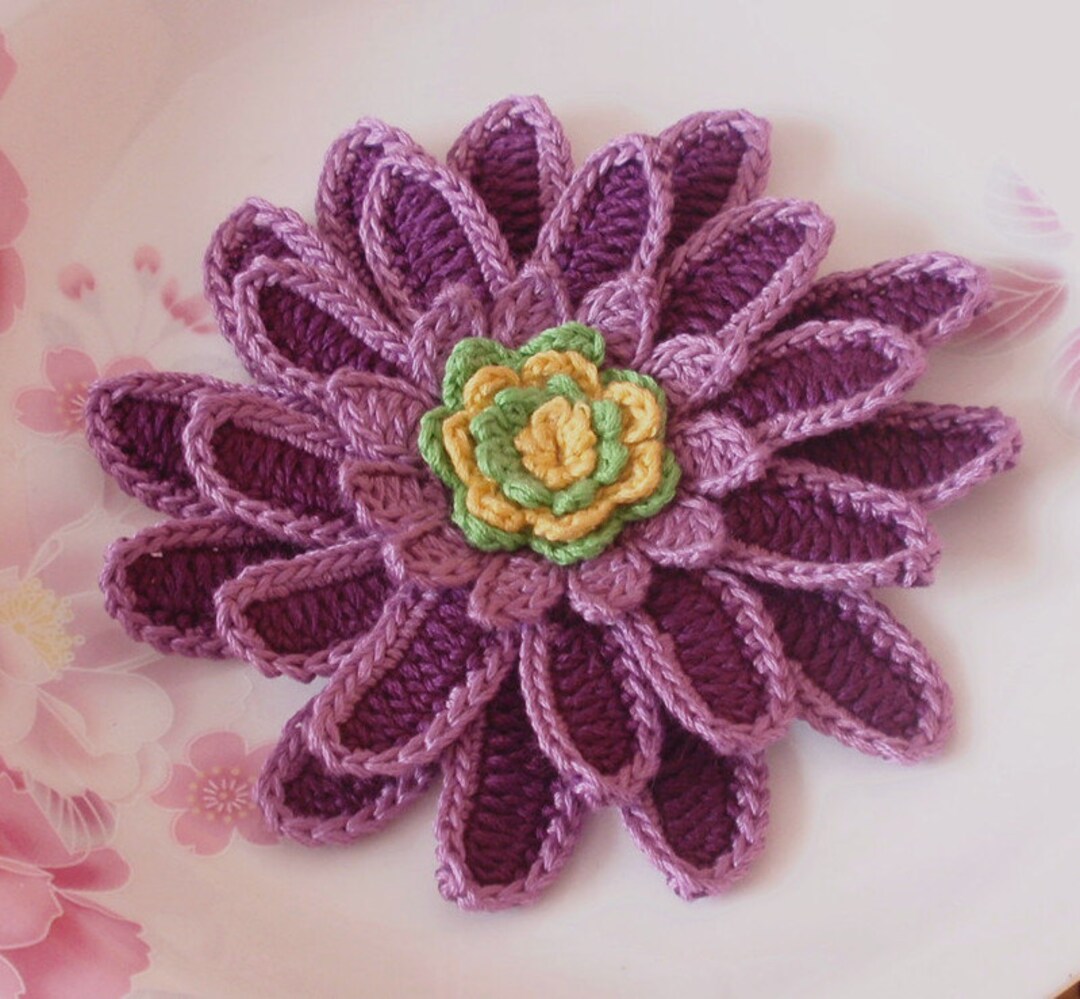 Larger Crochet Flower in 4 Inches YH-119-02 - Etsy