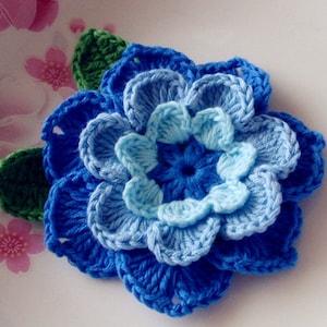 Crochet Flower (3 Inches) in Lt Blue, Blue, Dark Blue YH-077-04 - Etsy
