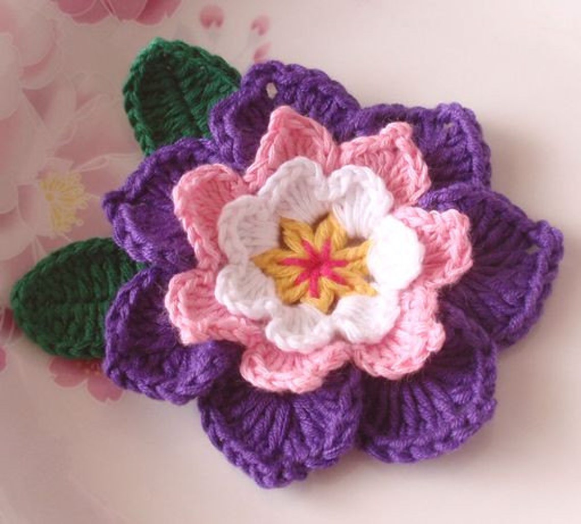 Crochet Flower (3 Inches) in Lt Blue, Blue, Dark Blue YH-077-04 - Etsy