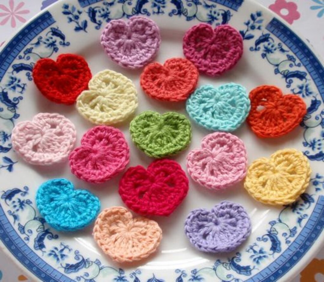 16 Mini Crochet Hearts in Multicolor YH - 035-02 - Etsy