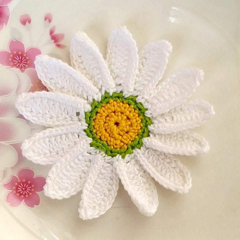 Crochet Flower Crochet Daisy Applique YH-295-01 - Etsy