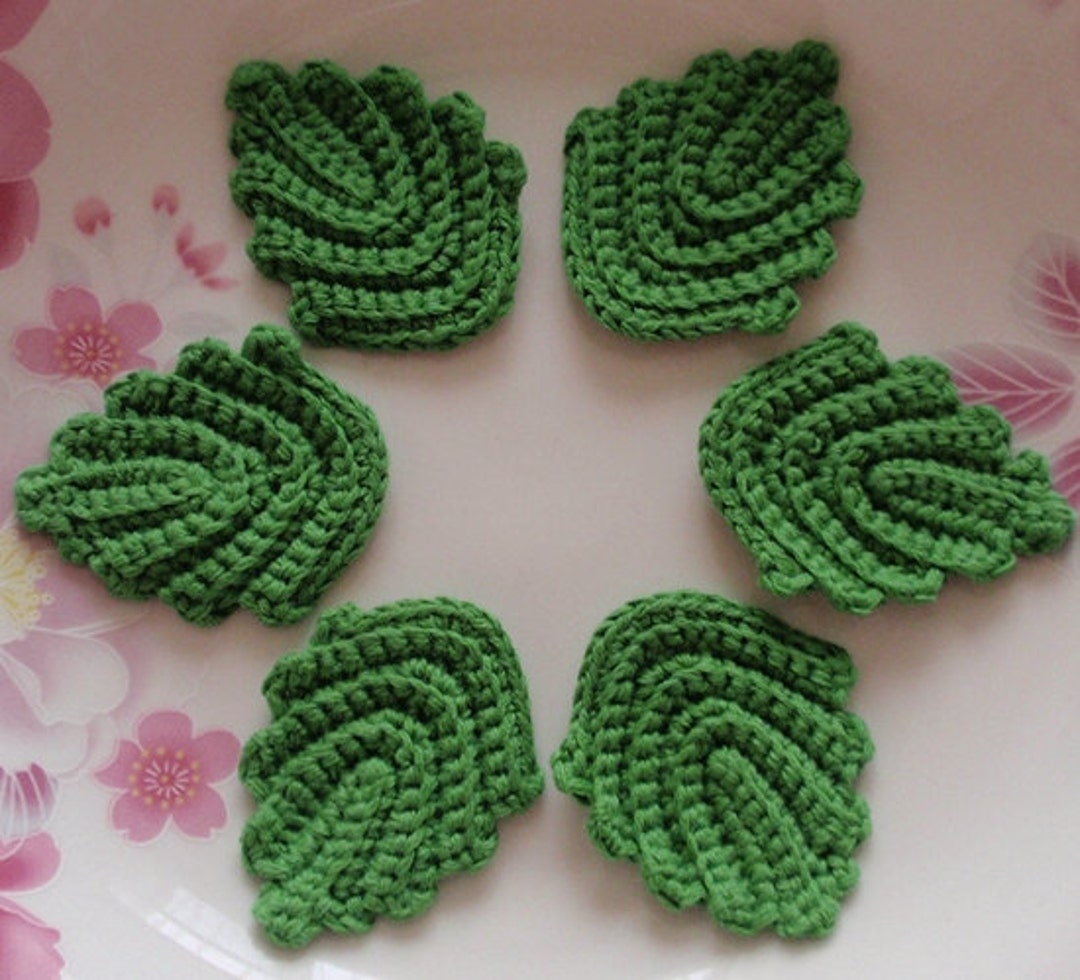 6 Crochet Leaves in Green YH-217-02 - Etsy