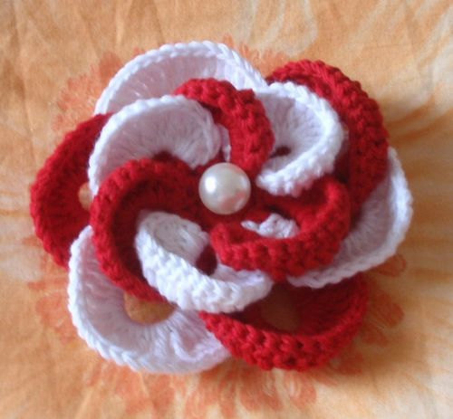Larger Crochet Flower With Pearl in 4 Inches YH-020-05 - Etsy