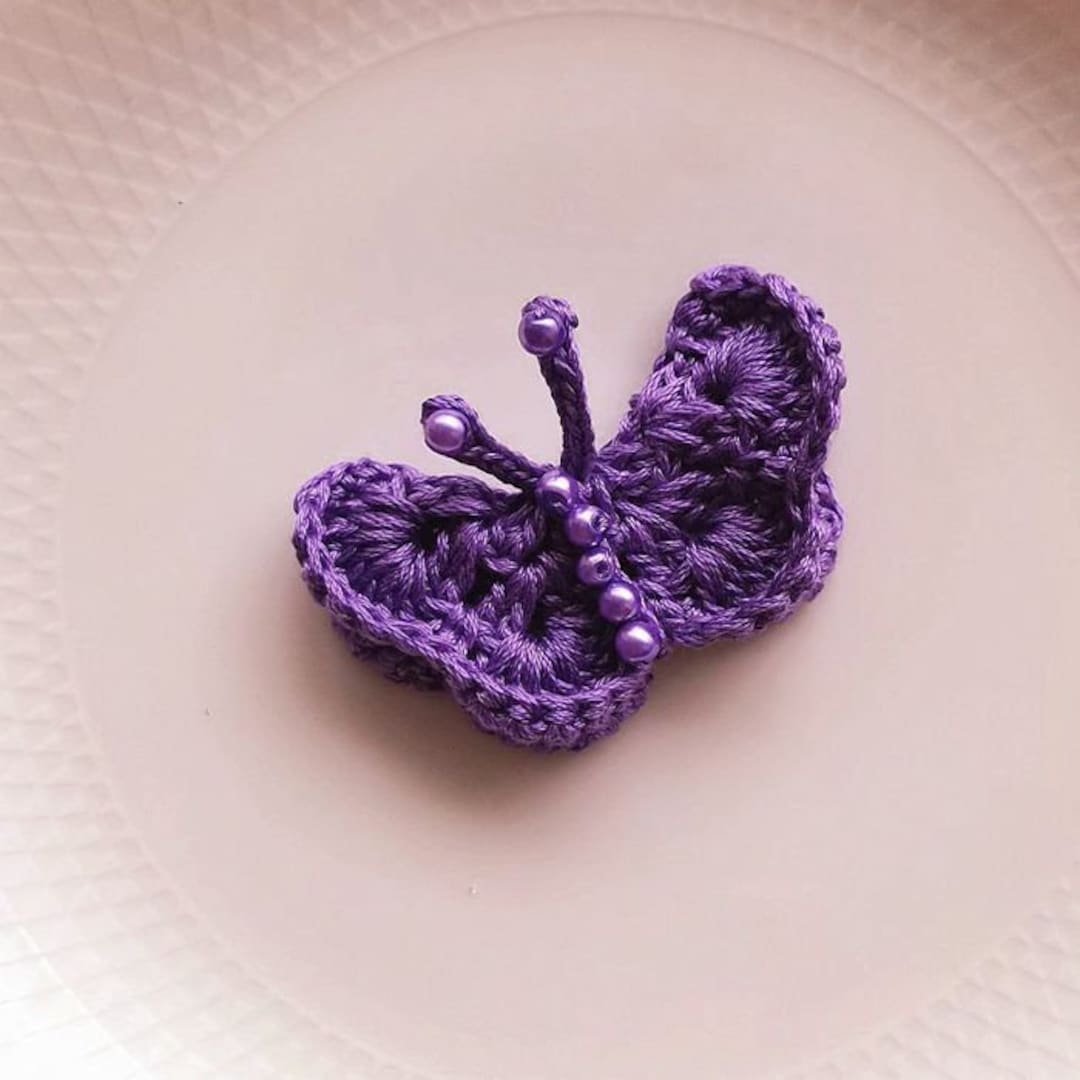 3 Crochet Butterflies With Pearls YH - 263-05 - Etsy