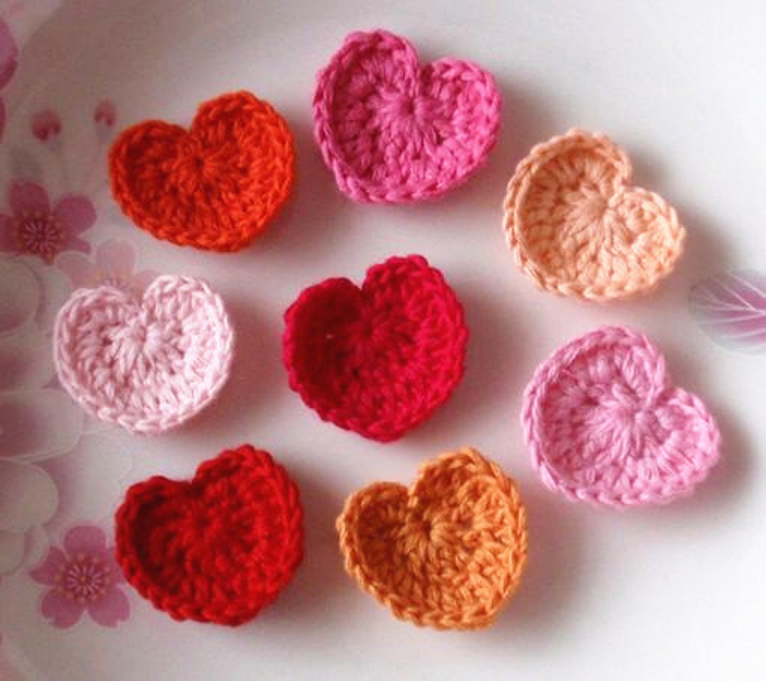 8 Crochet Hearts YH - 035-02 - Etsy