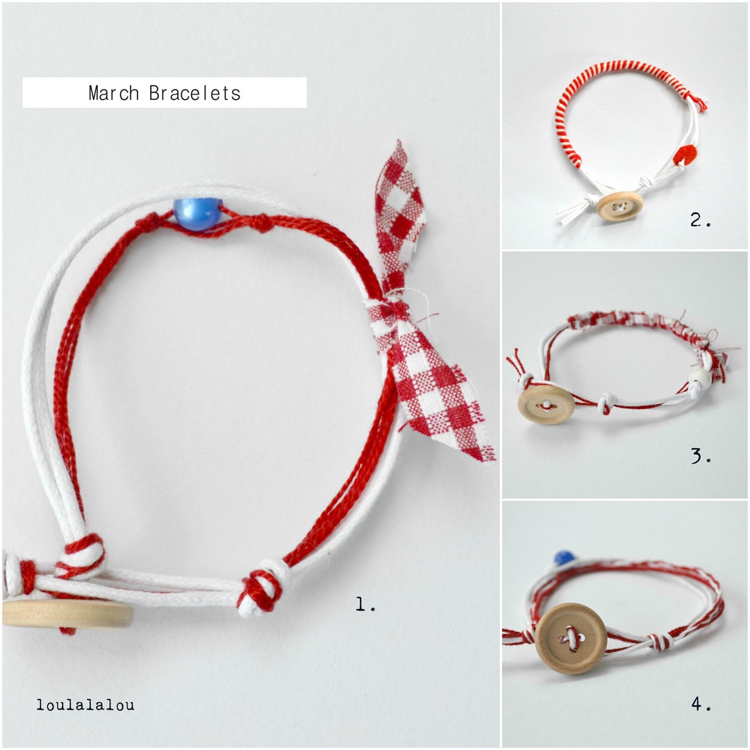 March Bracelet Martakia Red and White Wrap Bracelet Spring Bracelet ...
