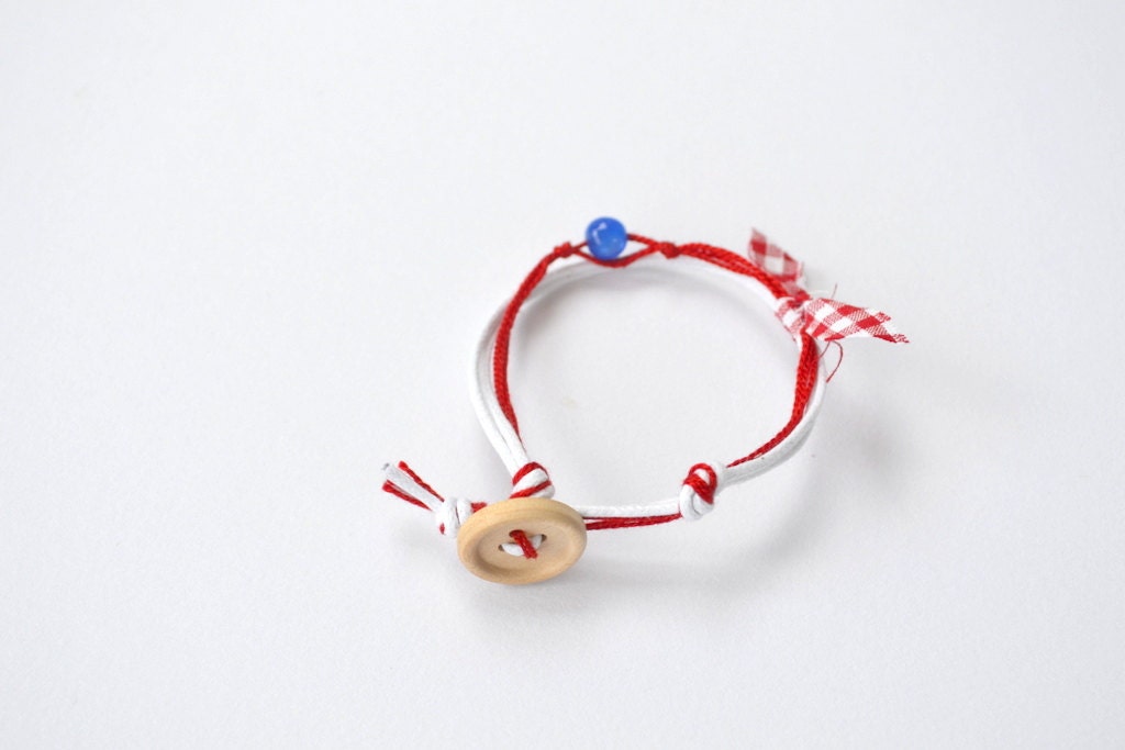 March Bracelet Martakia Red and White Wrap Bracelet Spring Bracelet ...