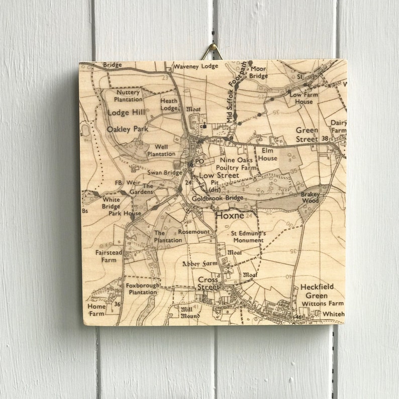 Personalised Location Map Artwork Custom Printed Onto Birch Plywood ...