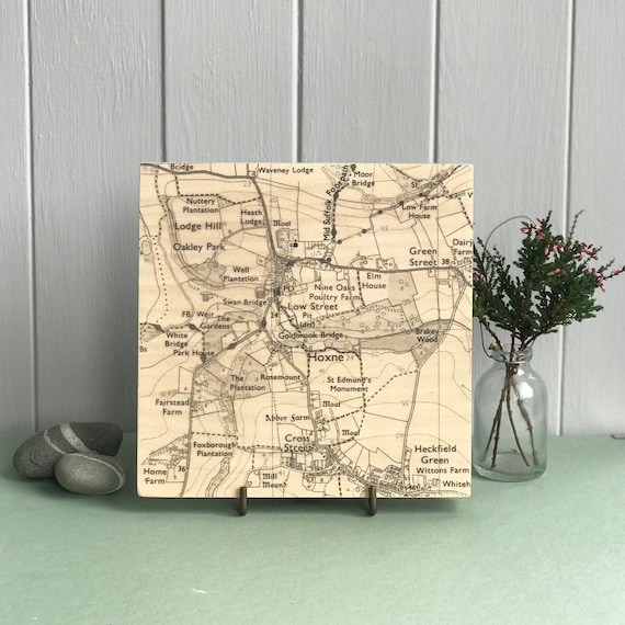 Personalised Location Map Artwork Custom Printed Onto Birch | Etsy UK