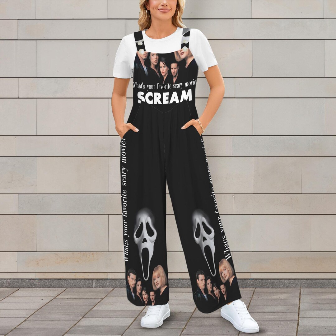 Retro Horror Scream Movie Jumpsuit Jumper Overalls | Black| Small–5xl ...