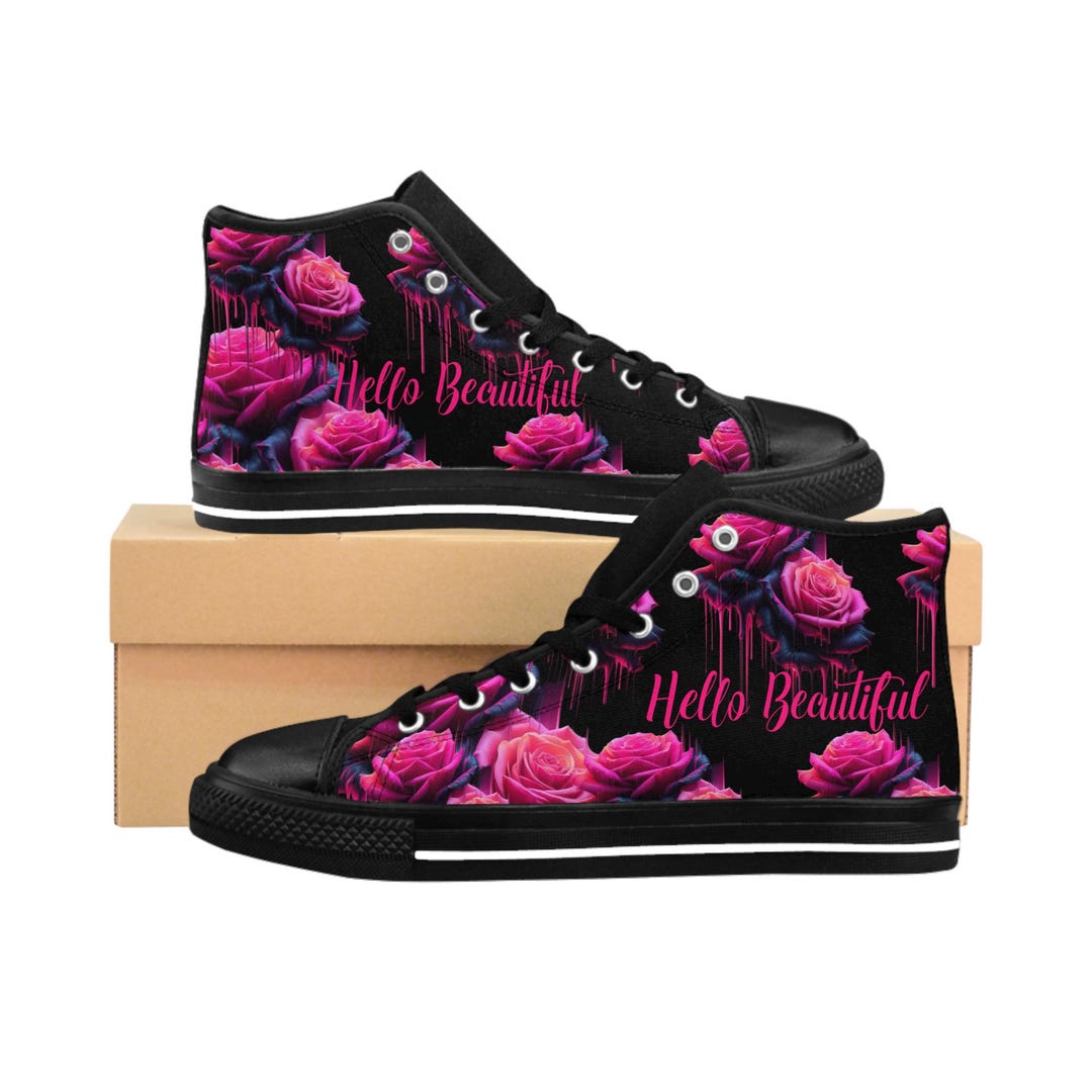 Punk Rose Drip Sneakers, Women's Floral Canvas Shoes - Etsy