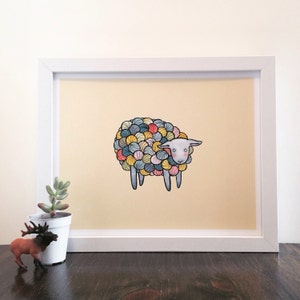Yarn Sheep- Sheep Illustration - Sheep Print - 8" X 10 " Multicolor ...