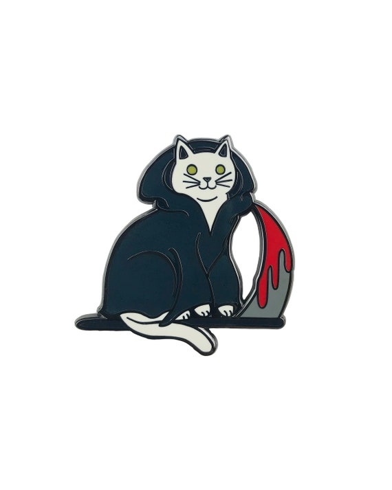 Grim Reaper Cat Enamel Pin - Etsy