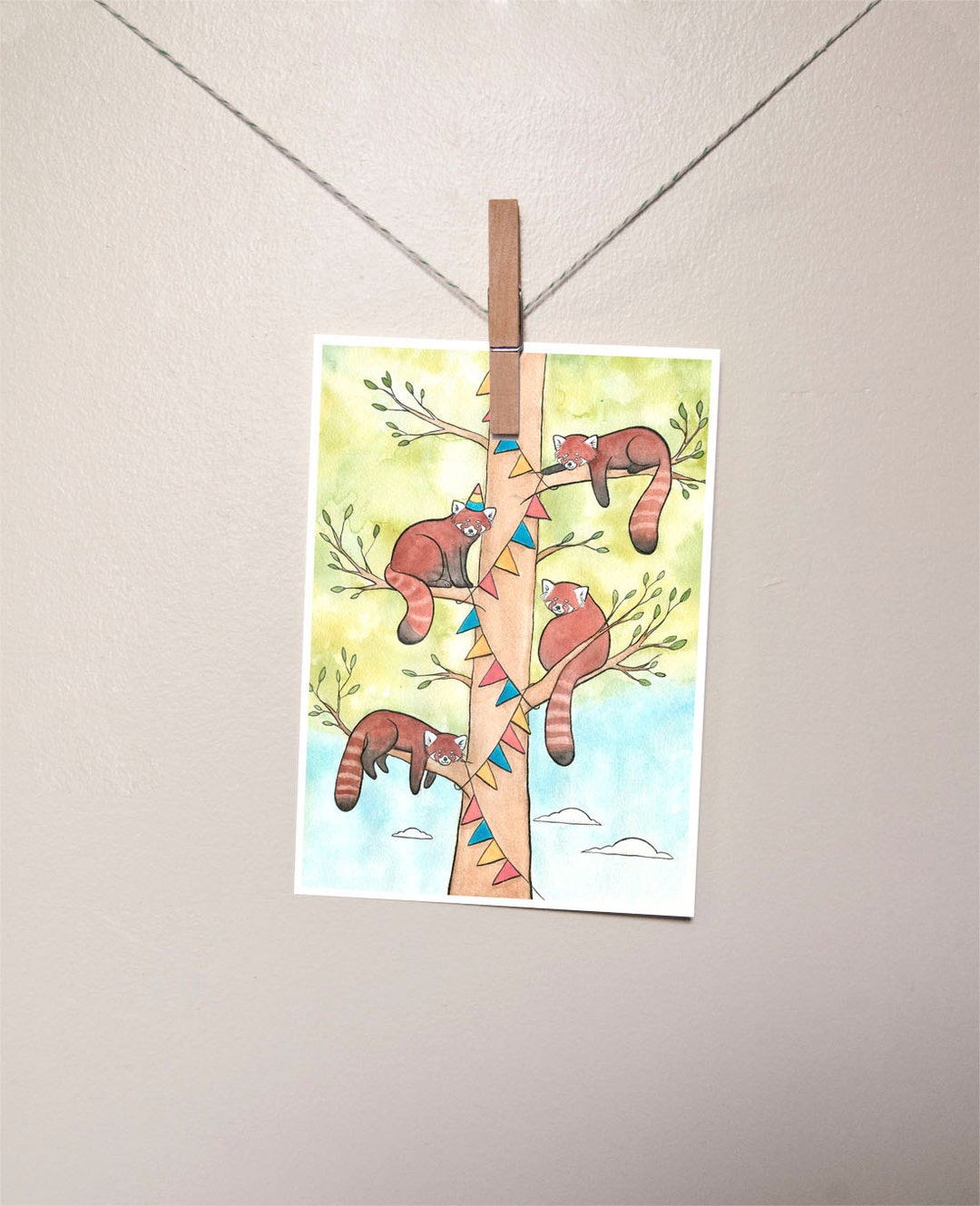 Red Pandas Hanging Banner for a Party - Red Panda Art - Giclee Print ...