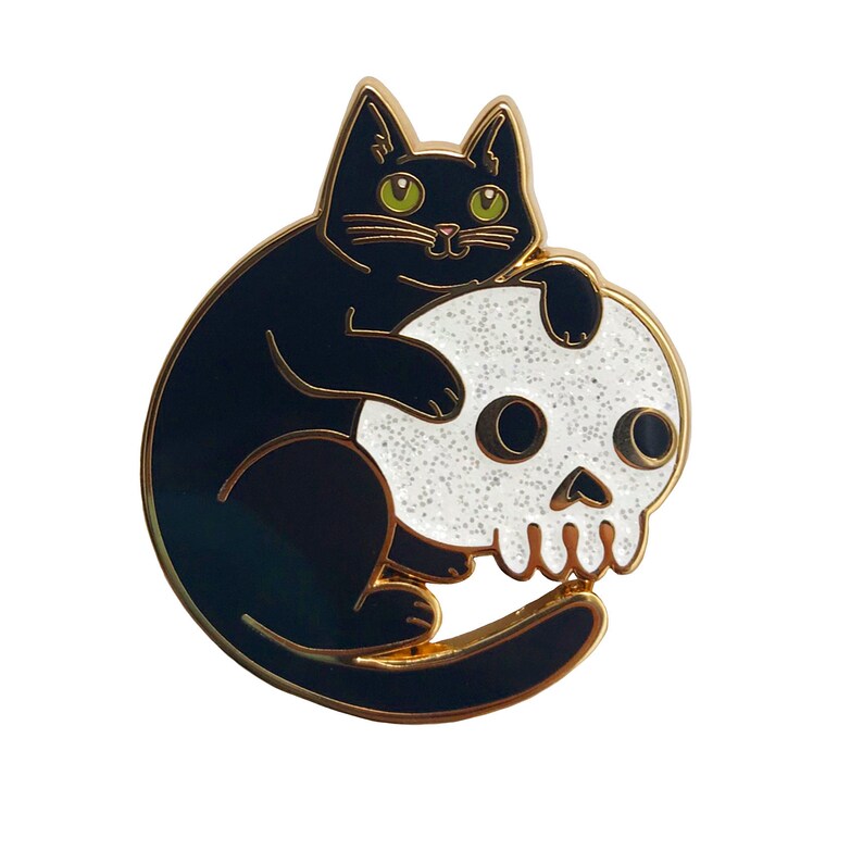 Cat and Skull Hard Enamel Pin. - Etsy