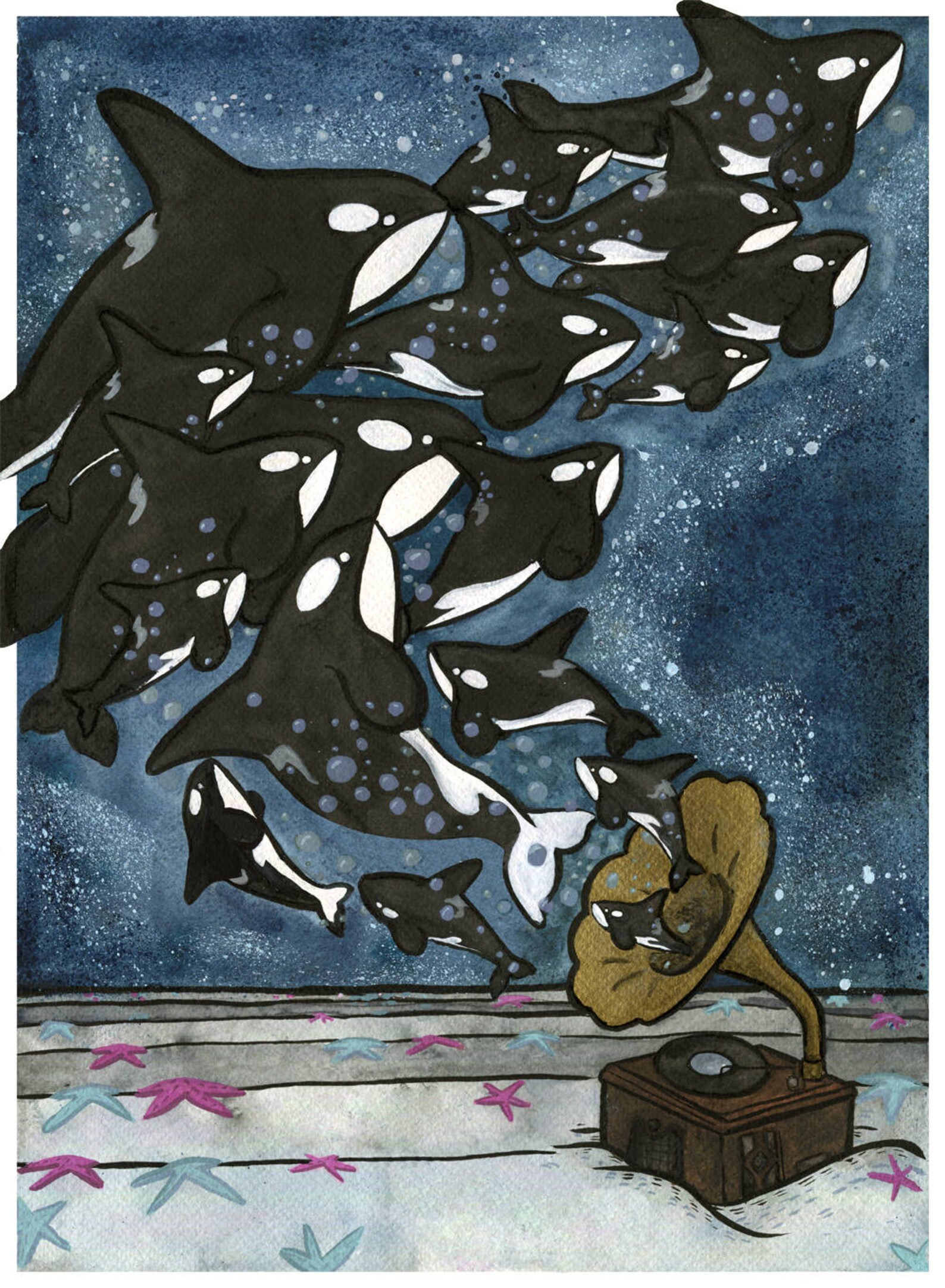 Orca Song Whale Art Print Whale Art Watercolor - Etsy