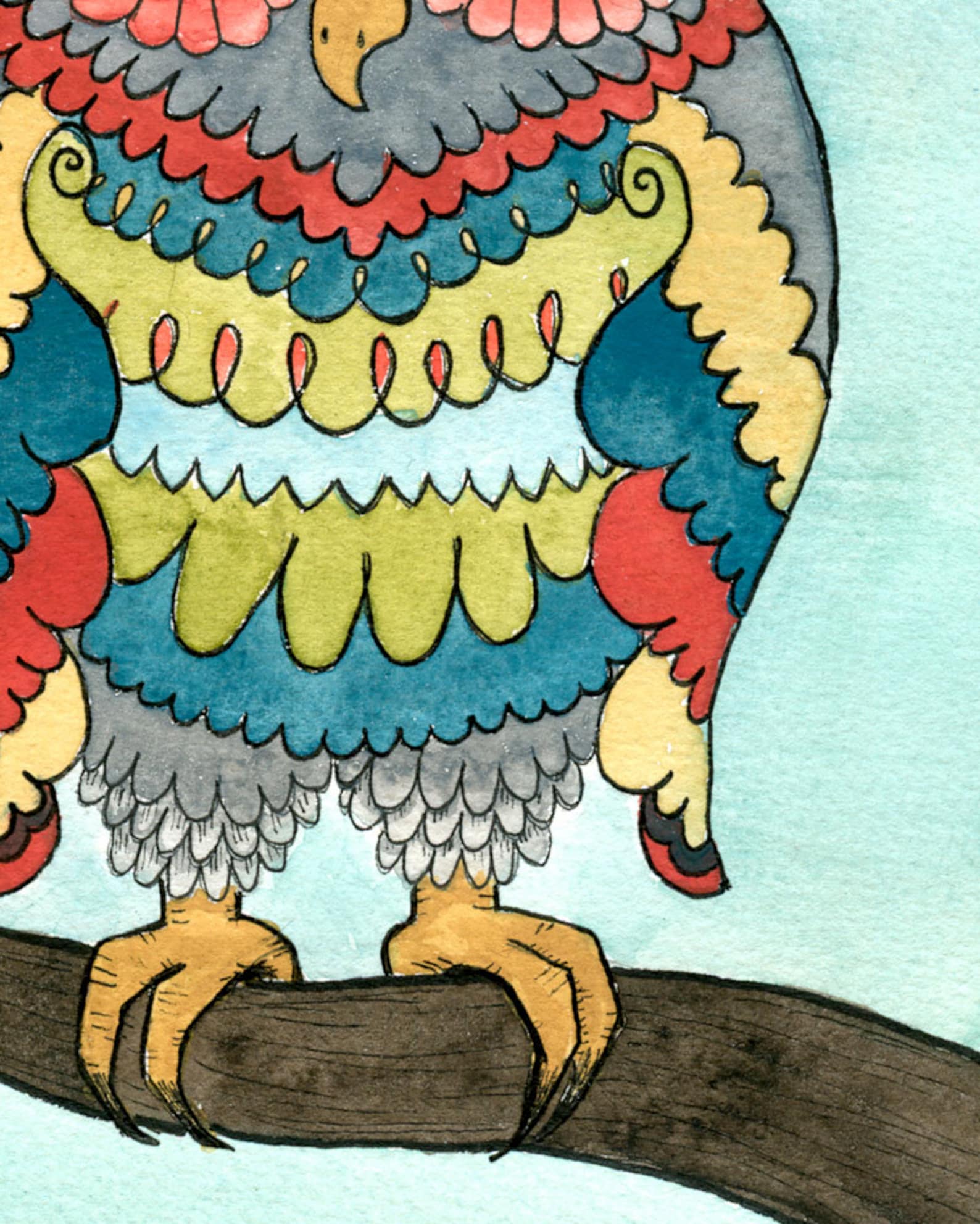 Owl Art Print - Bright Owl - Giclee Print - Watercolor - 8x10 - Etsy