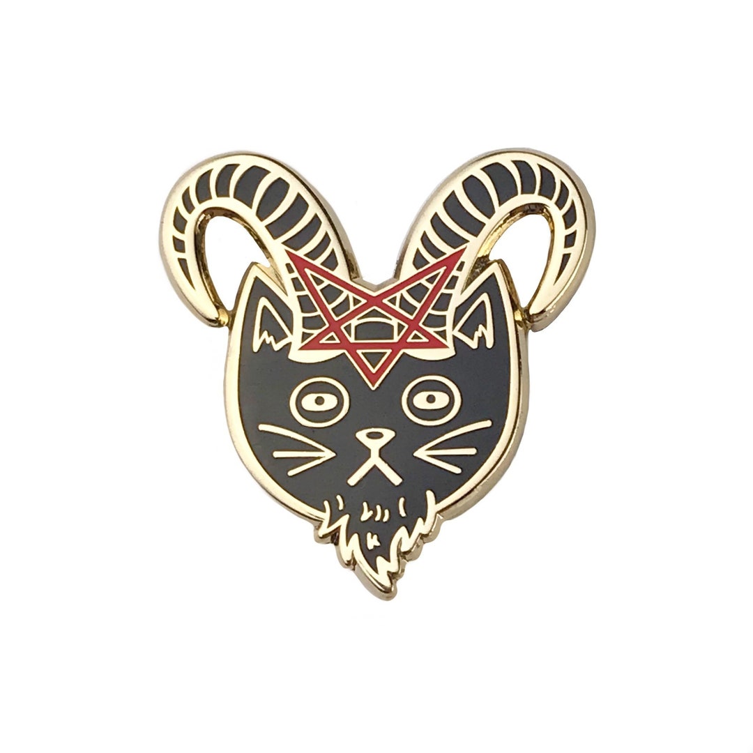 Devil Cat Enamel Pin - Satan Cat Pin - Tarot Card Pin - Tarot Pin - Cat ...
