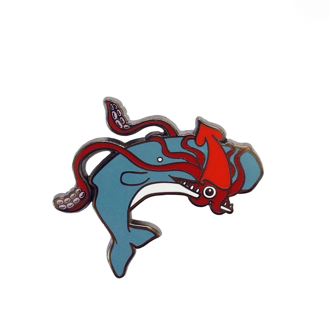 Squid and Whale Enamel Pin - Ocean Enamel Pin - Whale Enamel Pin ...