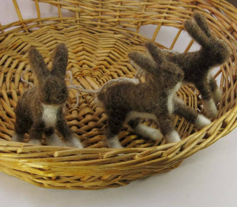 Wild Bunny Ornament Felted Wool Rabbit Ornament Cute Brown - Etsy