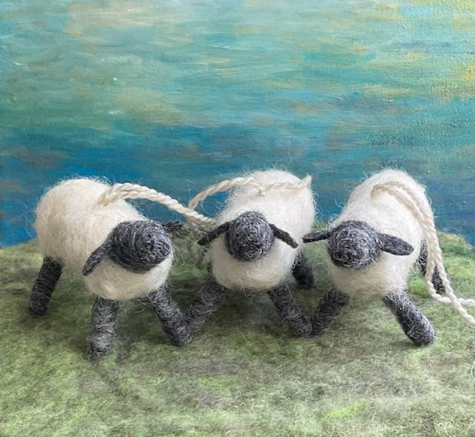 Sheep Ornaments Set of 3 Hand Felted Sheep Ornaments Lamb - Etsy